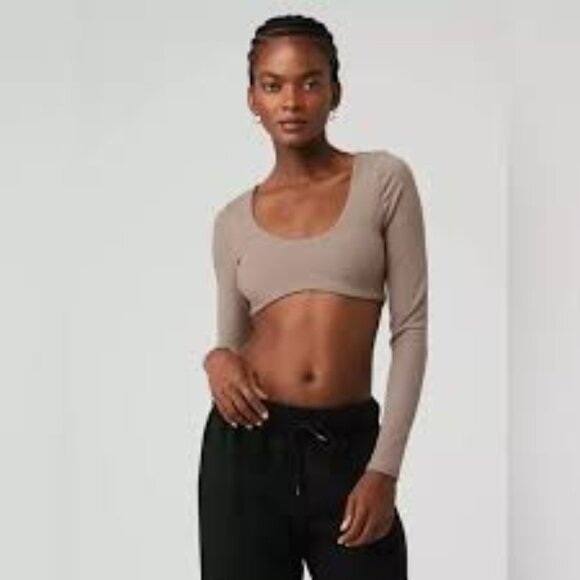 ALO Yoga | Tops | Alo Ribbed Defined Long Sleeve Bra In Beige Women Size Approx Small24 | Poshmark